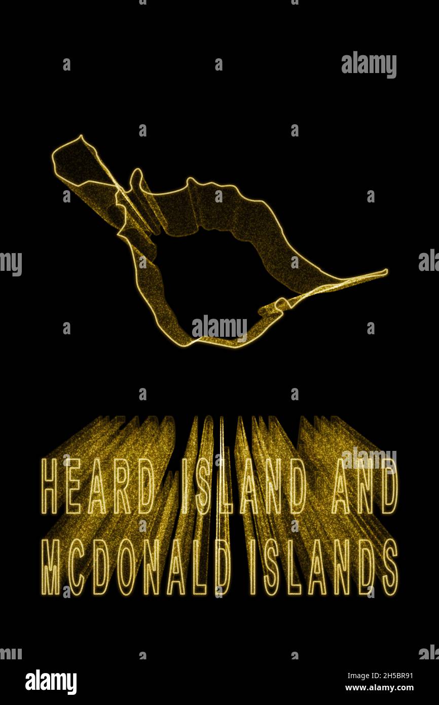 Map of Heard Island and McDonald Islands, Gold Map On Black Background ...
