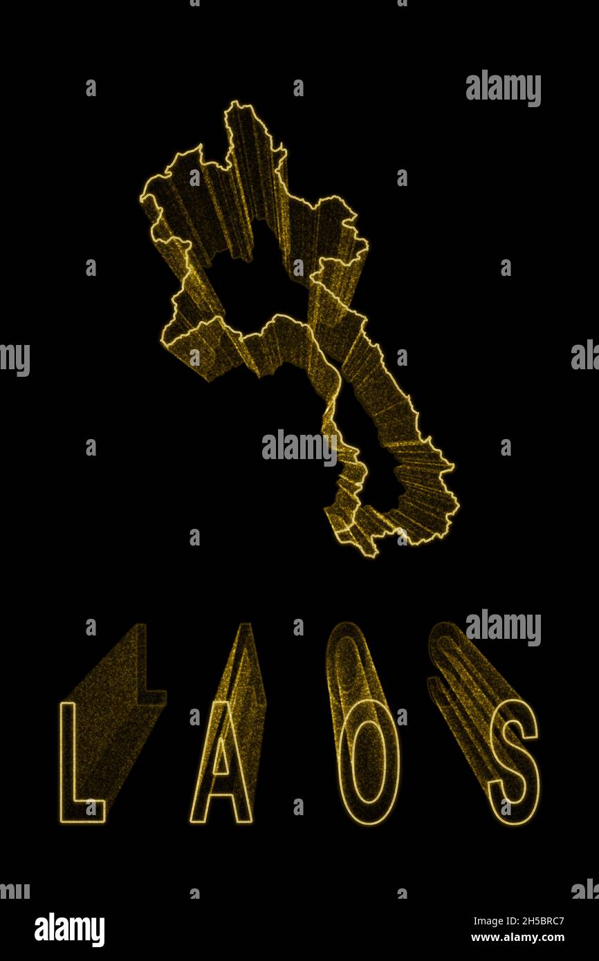Map of Laos, Gold Map On Black Background, Gold effect Stock Photo - Alamy