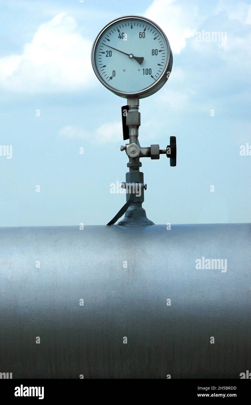 Natural gas transportation pipe with manometer Stock Photo - Alamy