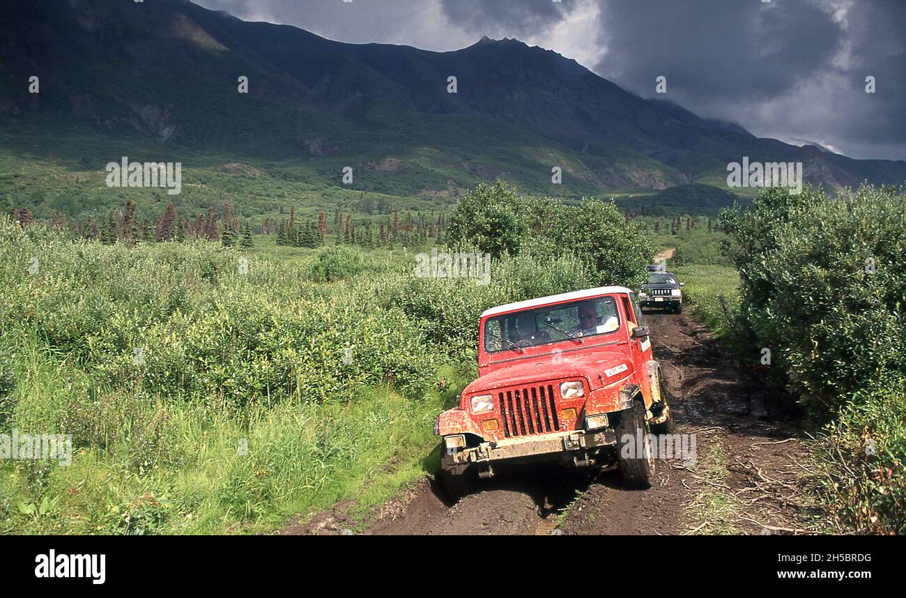 Jeep Wrangler road trip in Alaska 1998 Stock Photo - Alamy