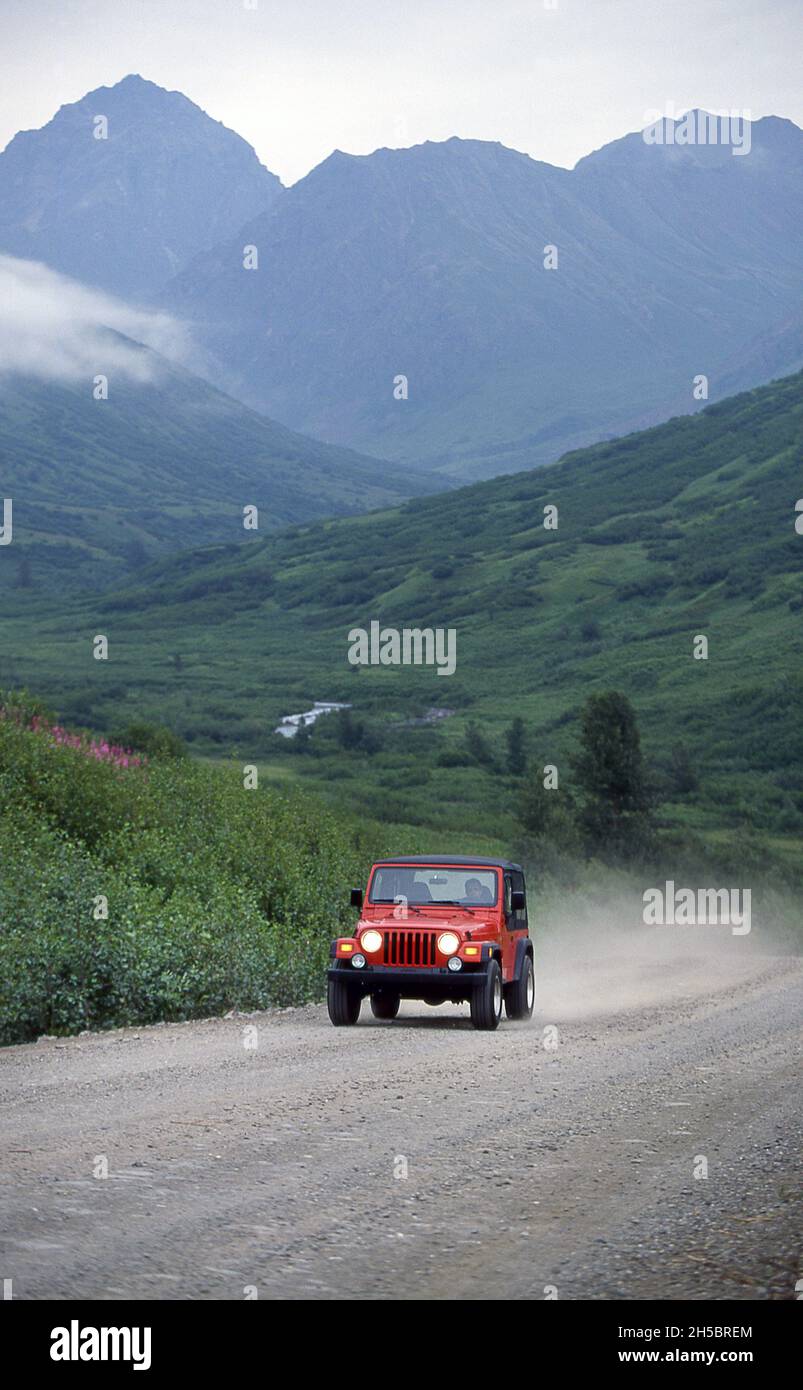 Jeep Wrangler road trip in Alaska 1998 Stock Photo - Alamy