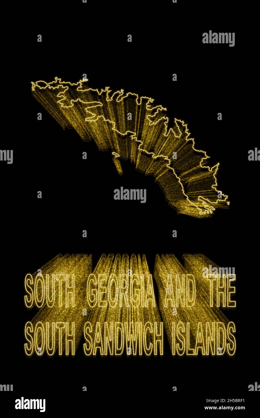 Map of South Georgia and the South Sandwich Islands, Gold Map On Black ...