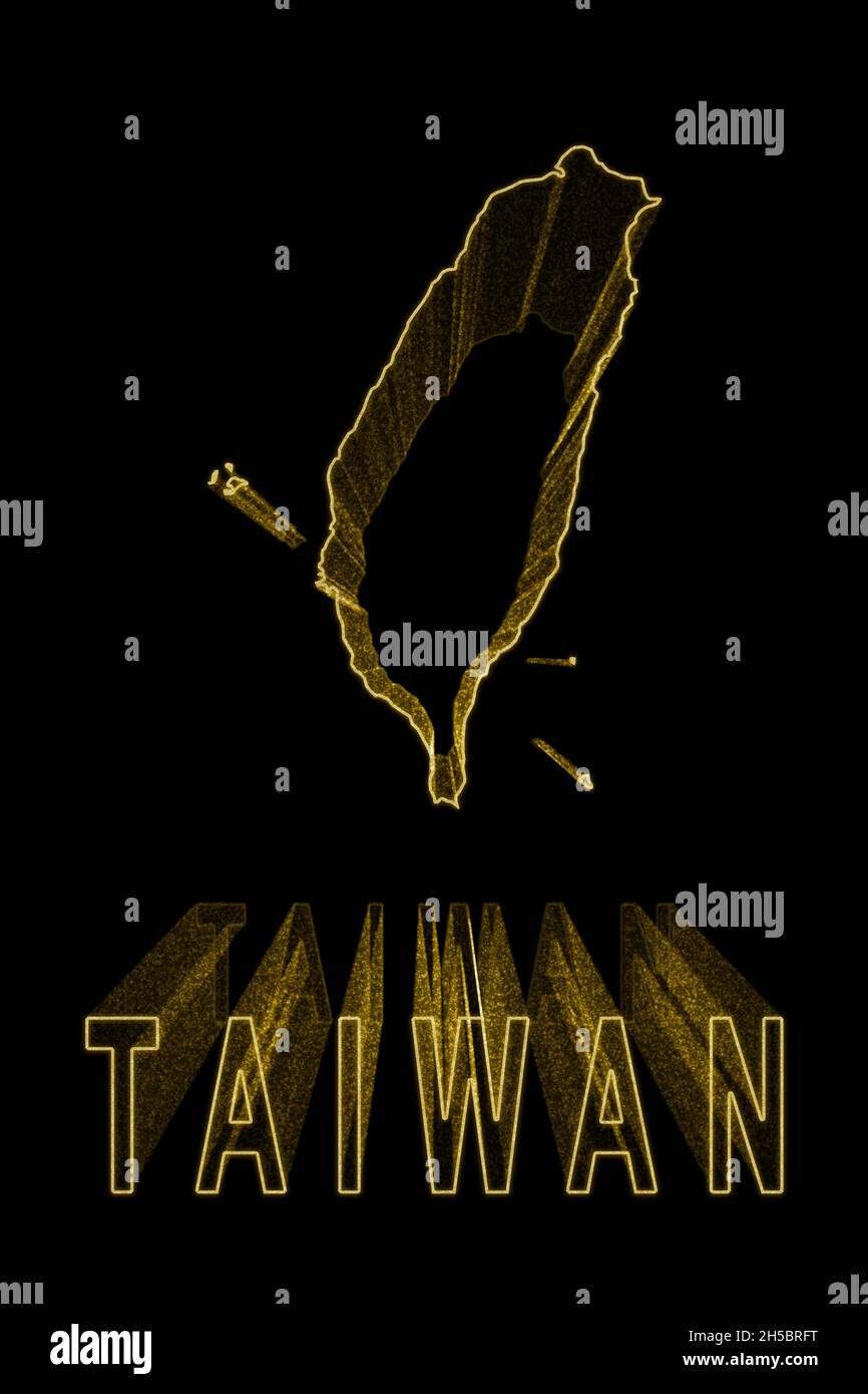 Map of Taiwan, Gold Map On Black Background, Gold effect Stock Photo ...