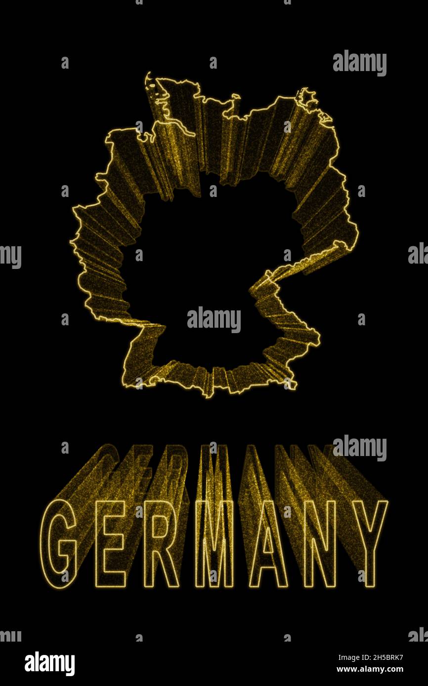 Map of Germany, Gold Map On Black Background, Gold effect Stock Photo ...