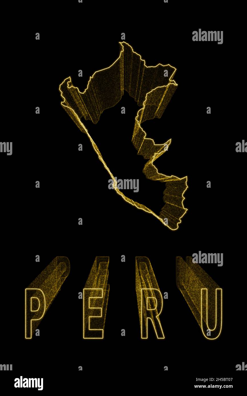 Map of Peru, Gold Map On Black Background, Gold effect Stock Photo - Alamy