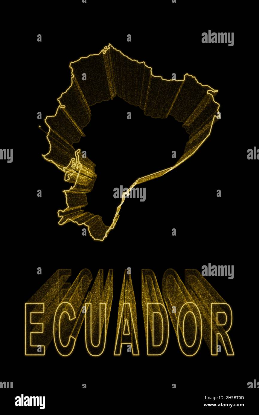 Map of Ecuador, Gold Map On Black Background, Gold effect Stock Photo ...