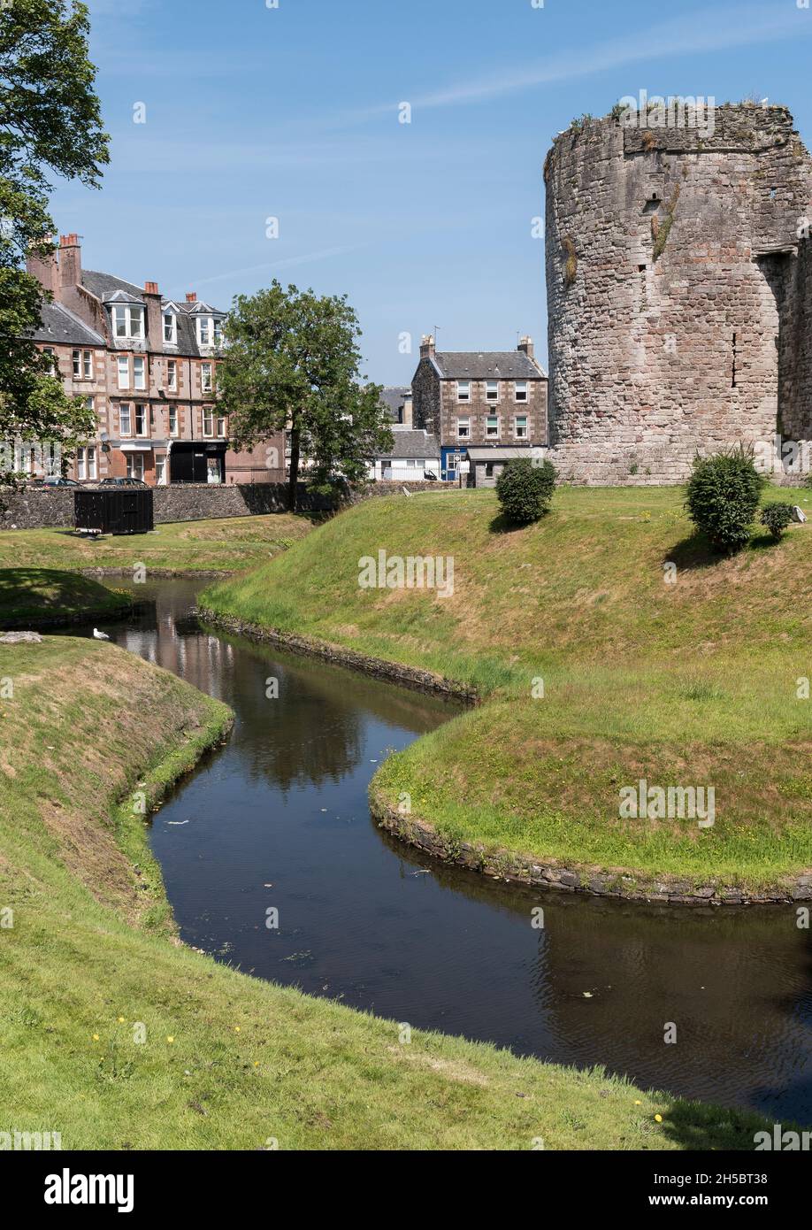 Rothesay Castle and moat in the centre of Rothesay town on the Isle of ...
