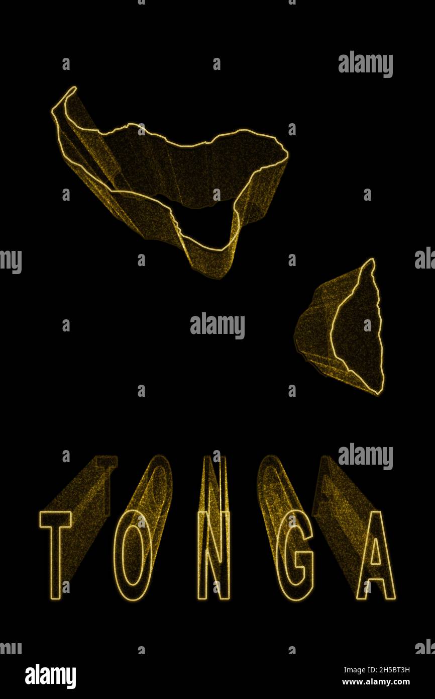 Map of Tonga, Gold Map On Black Background, Gold effect Stock Photo - Alamy