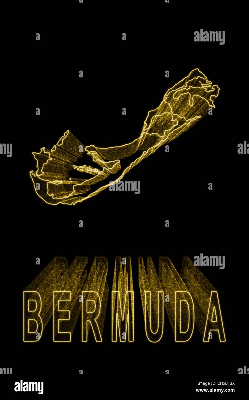Map of Bermuda, Gold Map On Black Background, Gold effect Stock Photo ...