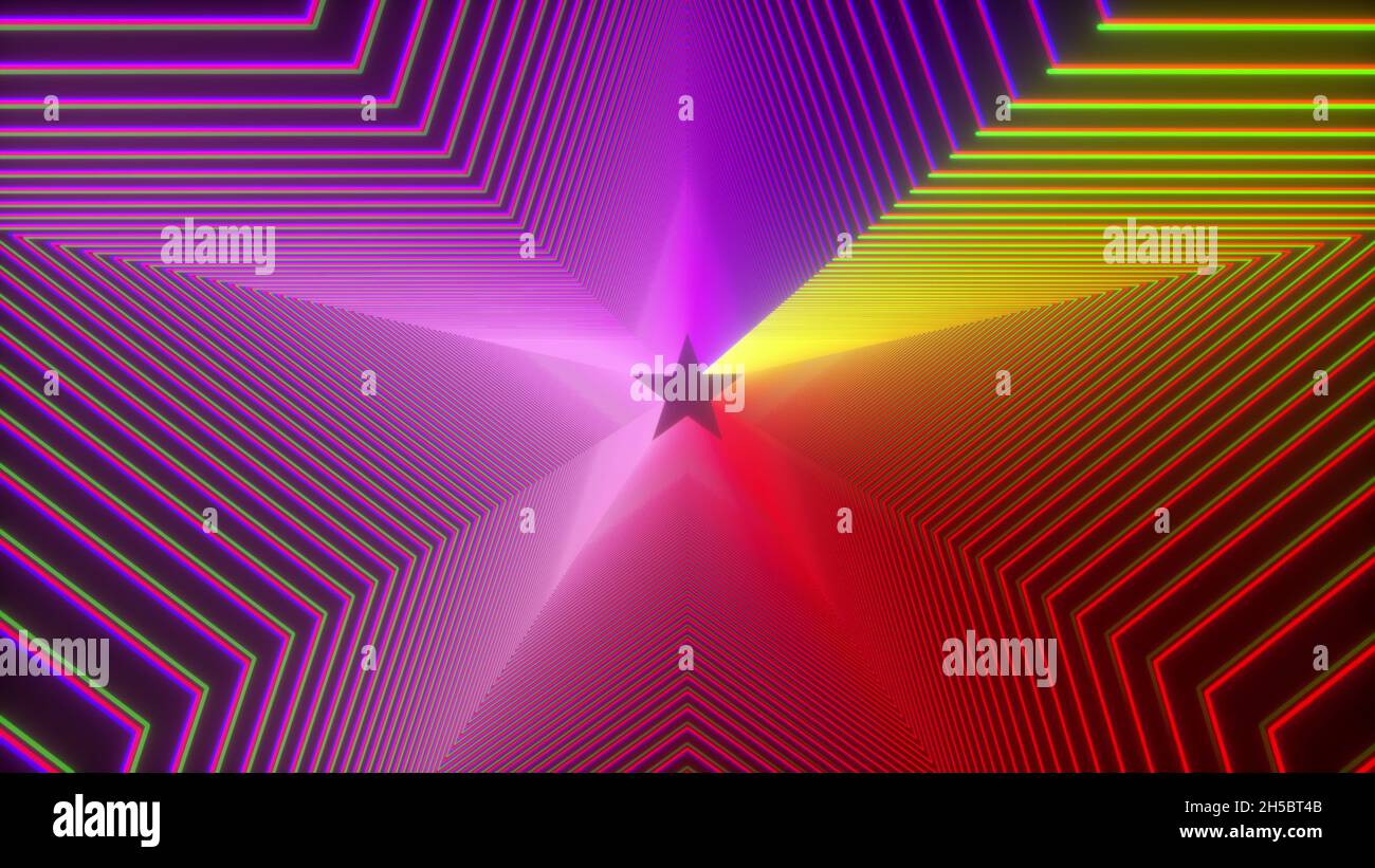 Futuristic pentagon ovals with vivid 3d render gradient. Synthwave ...