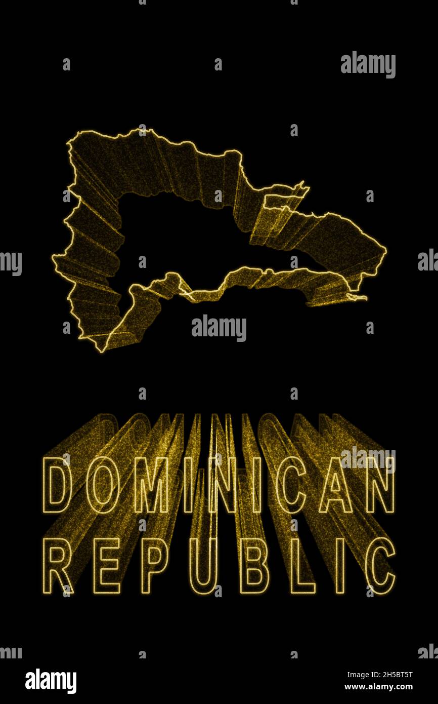 Map of Dominican Republic, Gold Map On Black Background, Gold effect ...