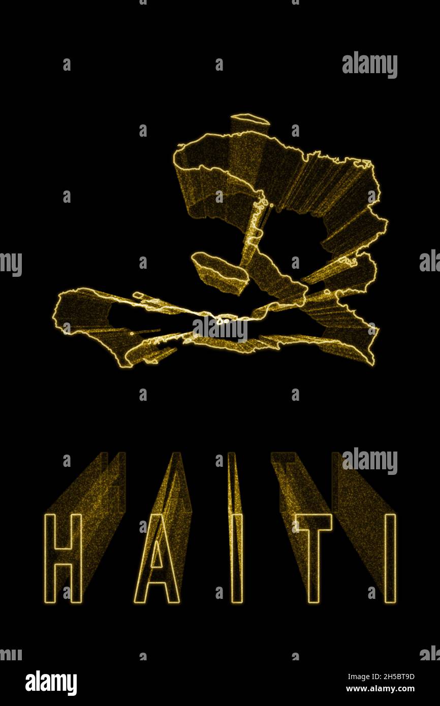 Map of Haiti, Gold Map On Black Background, Gold effect Stock Photo - Alamy