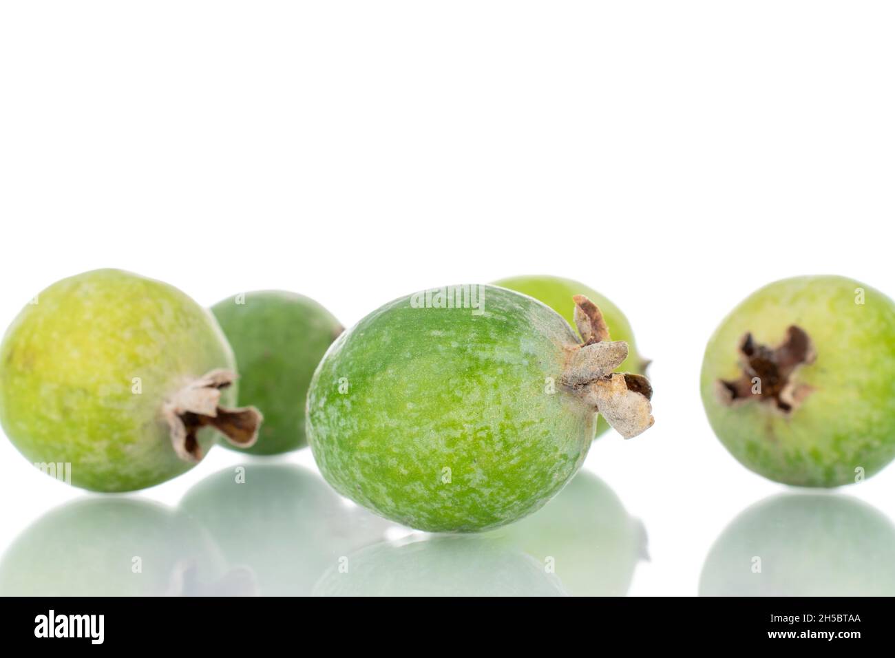 Several ripe sweet feijoa fruits, close-up, isolated on white Stock ...