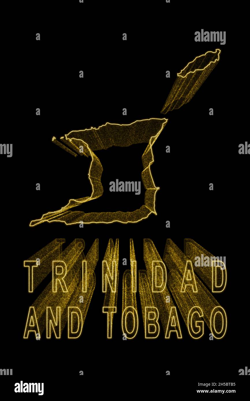 Map of Trinidad and Tobago, Gold Map On Black Background, Gold effect ...
