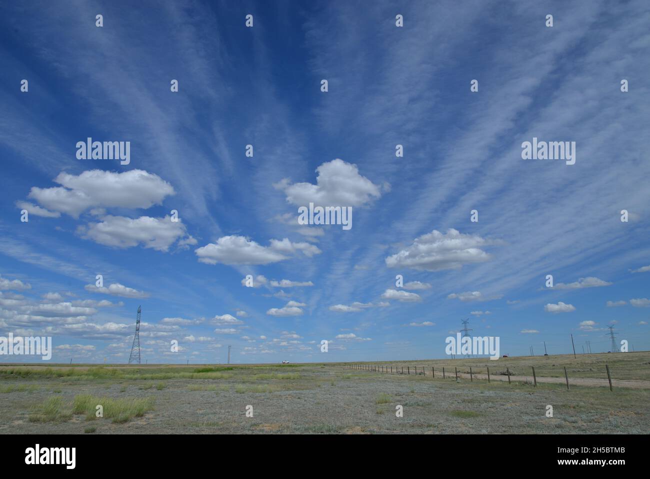 Beautiful view of blue sky with clouds over Canadian prairies Stock ...