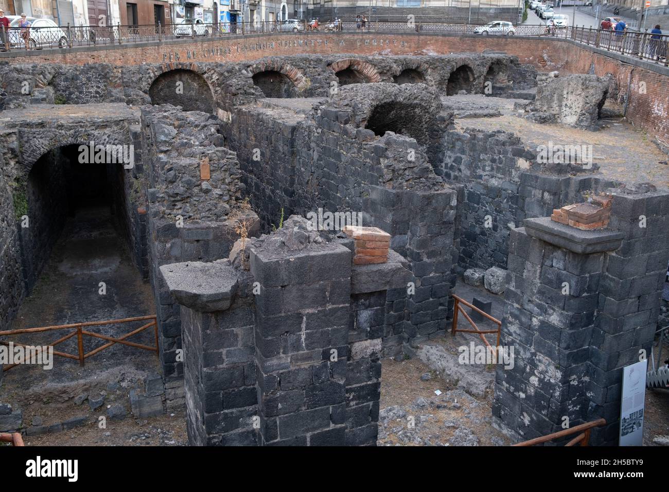 Sicily, Catania - 22 July 2021: The Amphitheatre of Catania, Roman ...