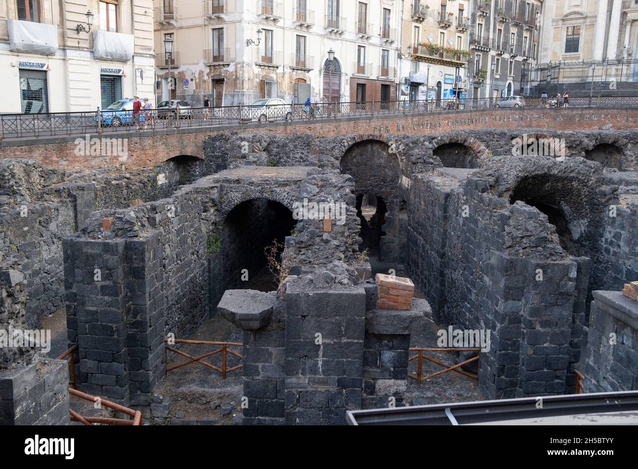 Sicily, Catania - 22 July 2021: The Amphitheatre of Catania, Roman ...
