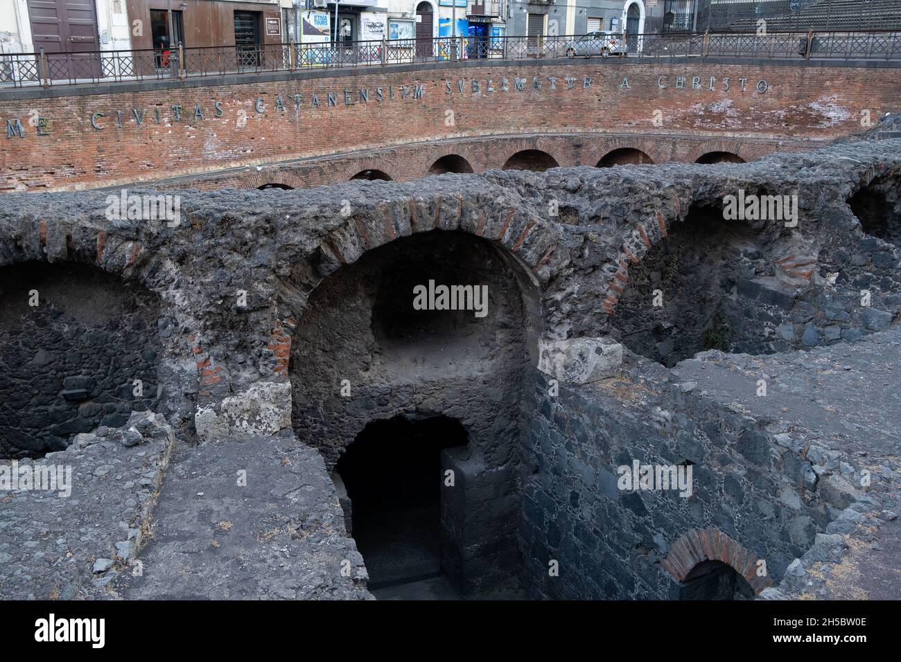 Sicily, Catania - 22 July 2021: The Amphitheatre of Catania, Roman ...