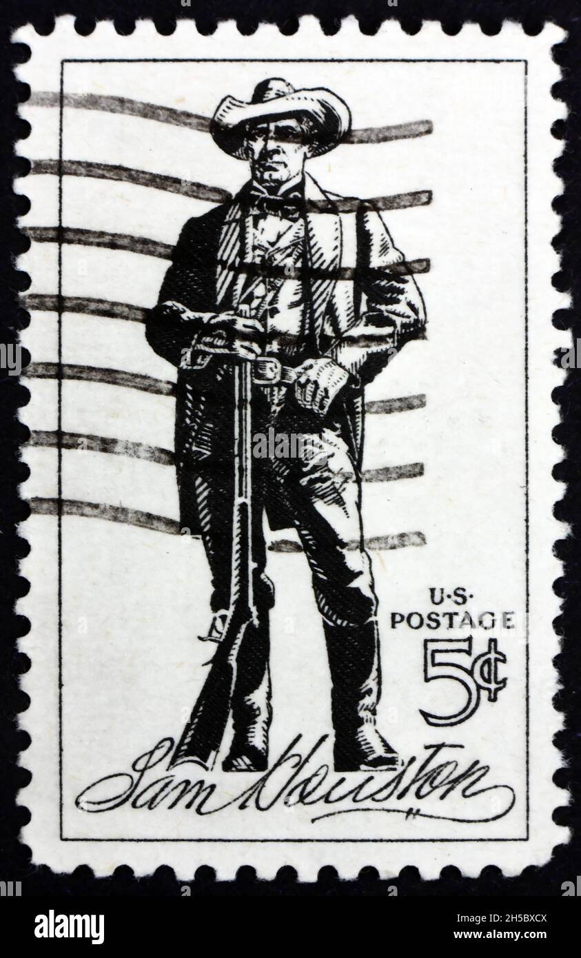 USA - CIRCA 1964: a stamp printed in the USA shows Sam Houston (1793 ...