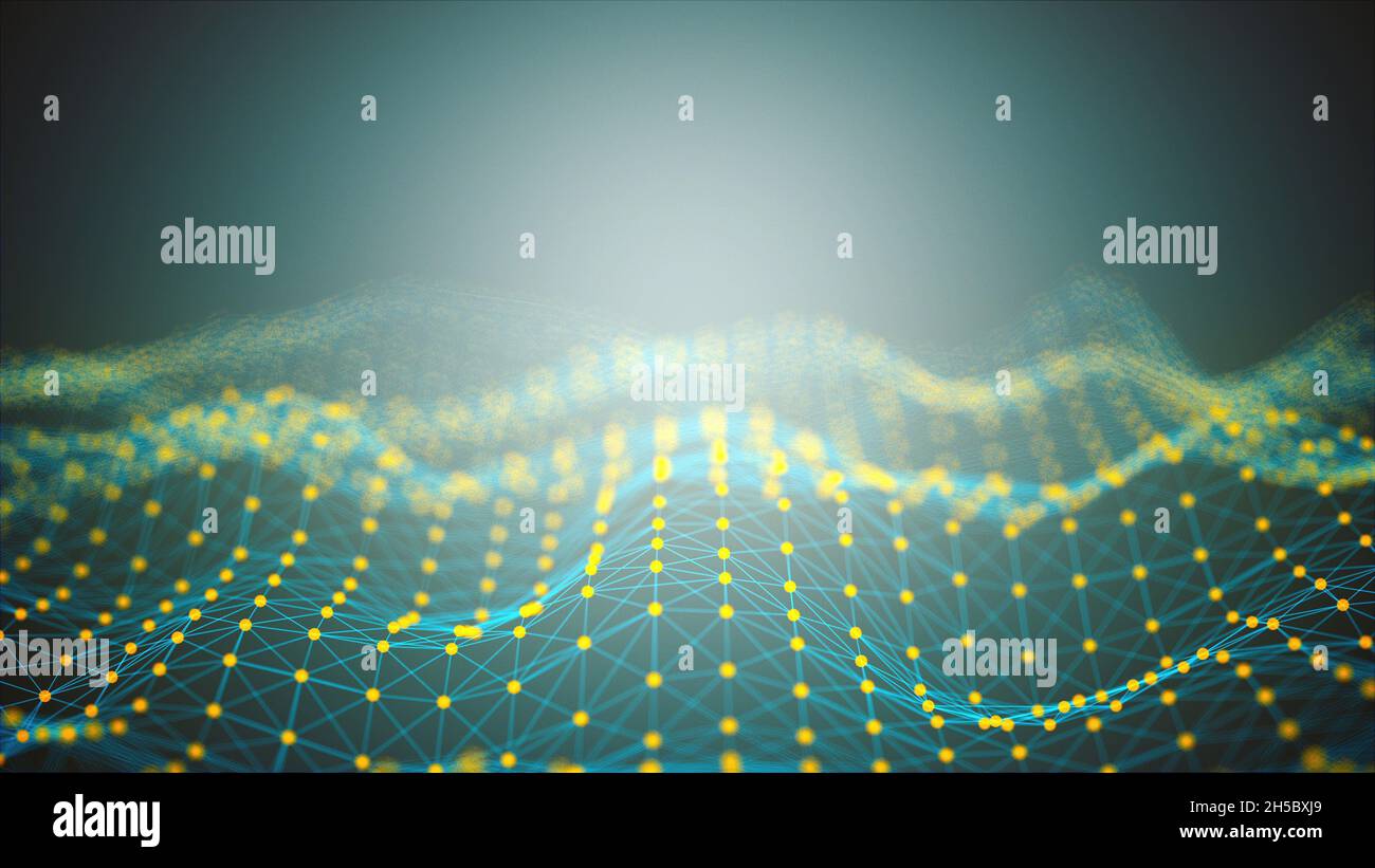 Waves of digital analysis of data sets with 3d render visualization ...