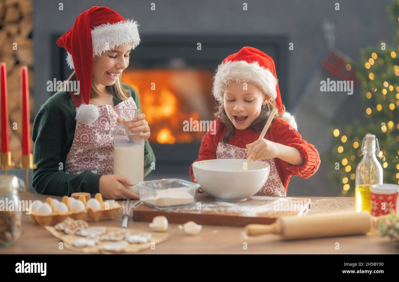 Merry Christmas and Happy Holidays. Family preparation holiday food ...