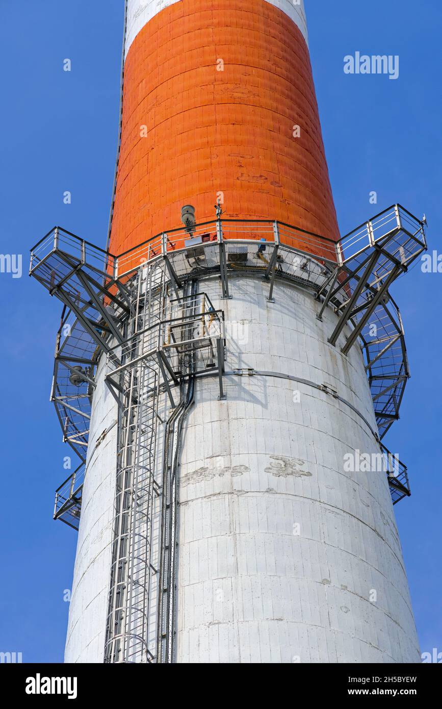 Steel Platform Around Tall Industrial Chimney Structure Stock Photo - Alamy