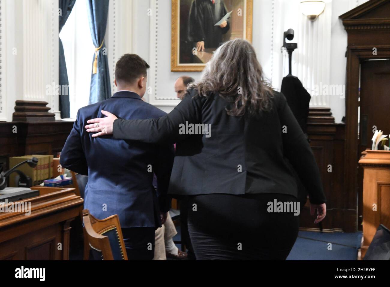 Kenosha, Wisconsin, USA. 8th Nov, 2021. KYLE RITTENHOUSE leaves the ...