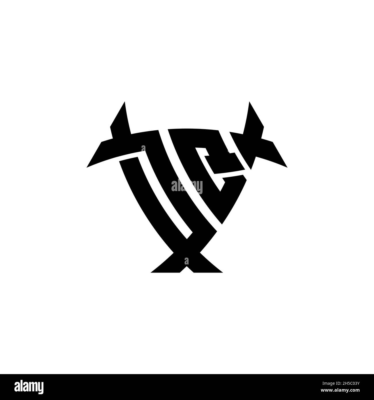 DQ Monogram logo letter with triangle shield and circle shape style ...