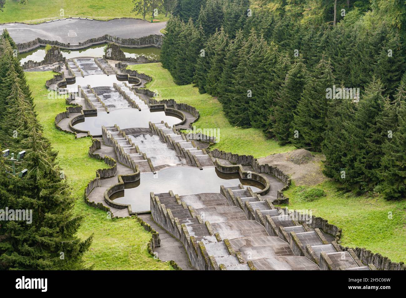 KASSEL, GERMANY - Oct 13, 2020: The stairs with its water basins of the ...