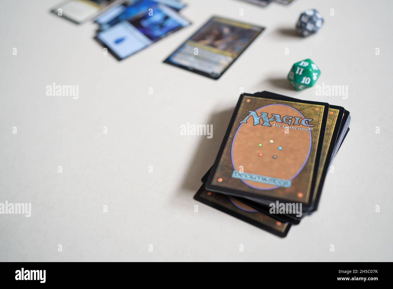 Bangkok, Thailand - May 6, 2021 : A deck of Magic the Gathering trading ...