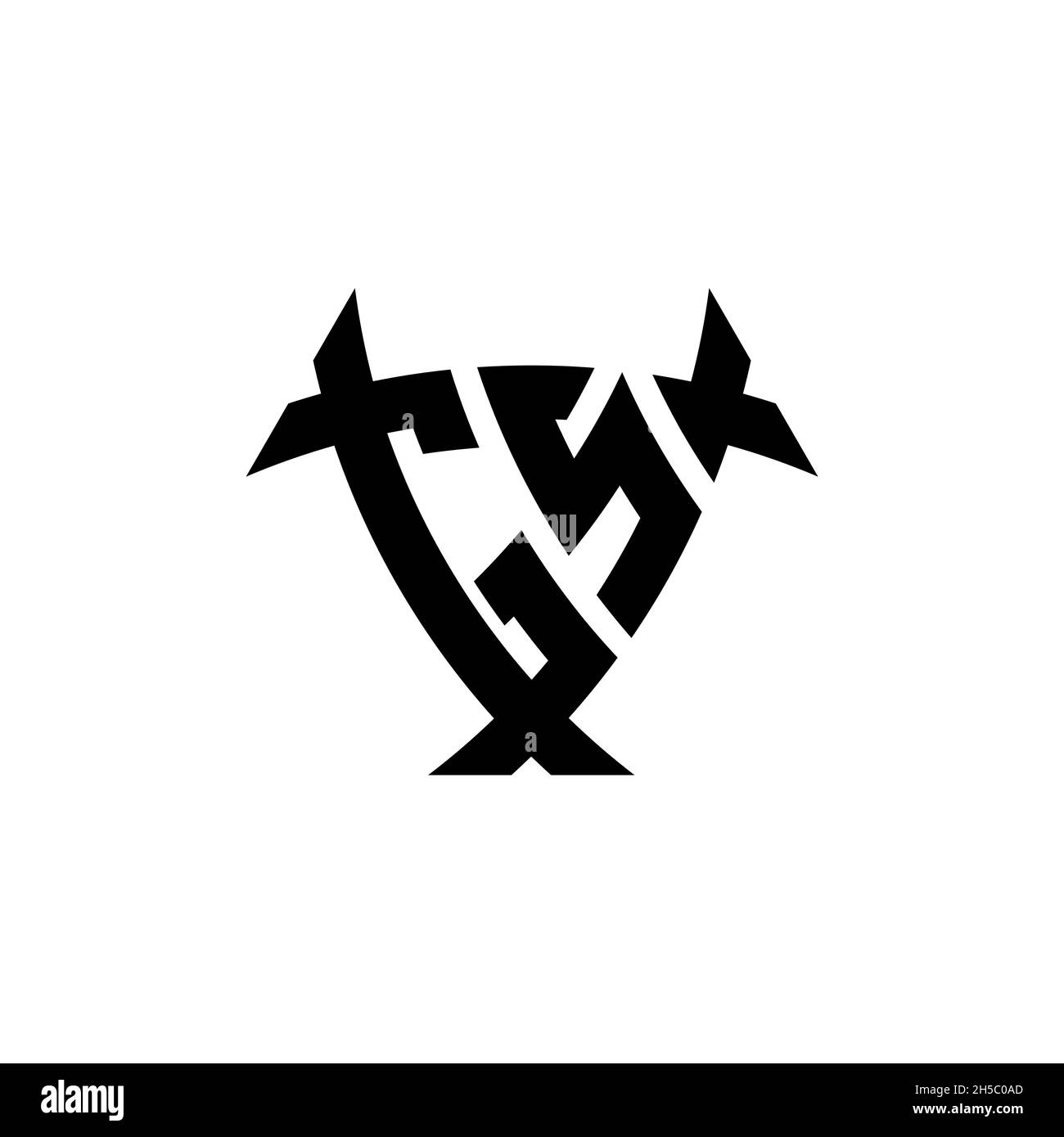 GS Monogram logo letter with triangle shield and circle shape style design on isolated ...