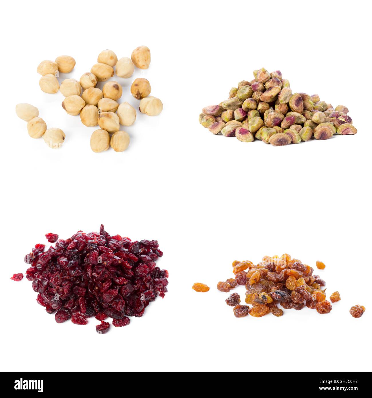 Collage of dried berries and nuts isolated Stock Photo - Alamy