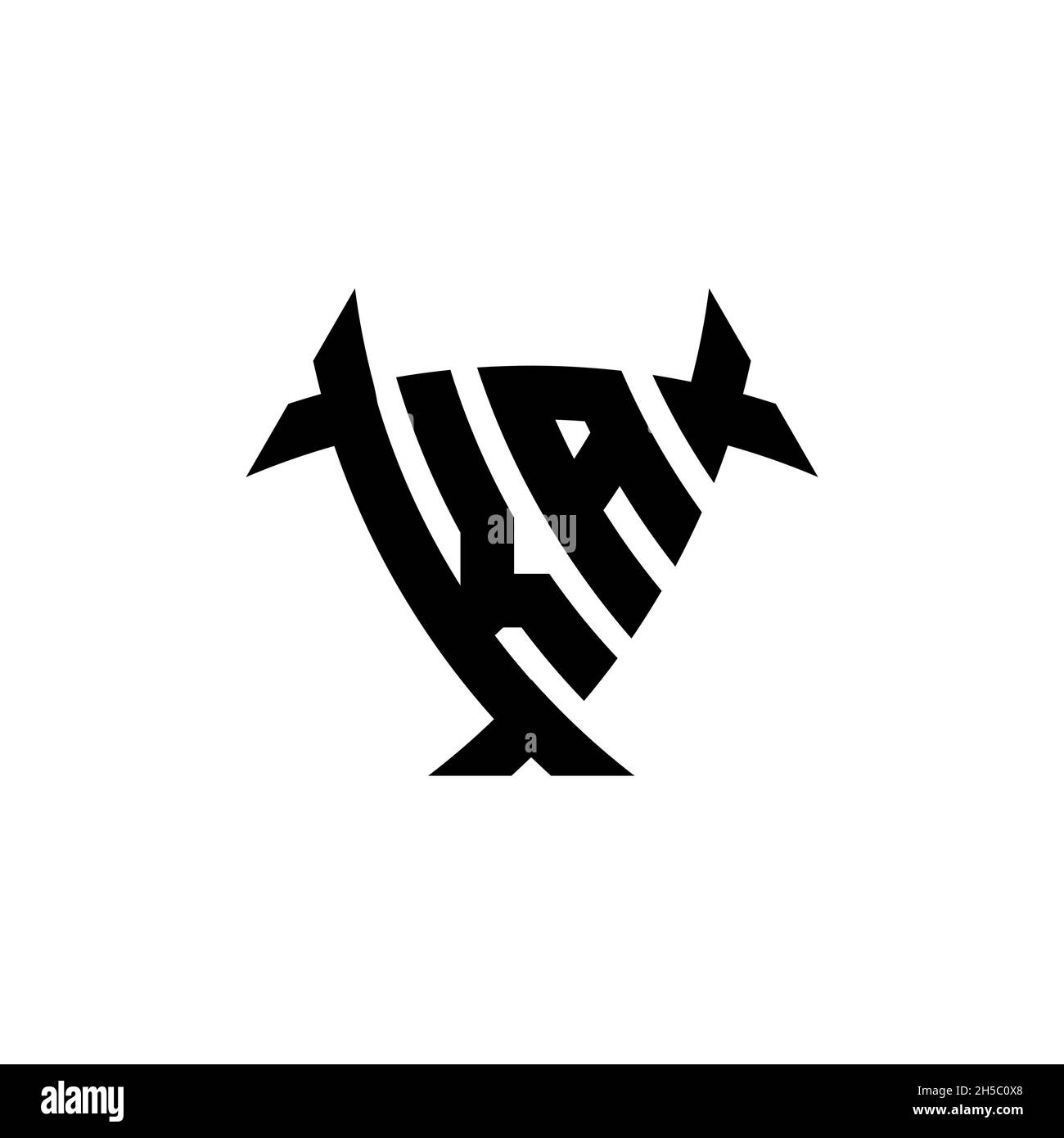 KA Monogram logo letter with triangle shield and circle shape style ...