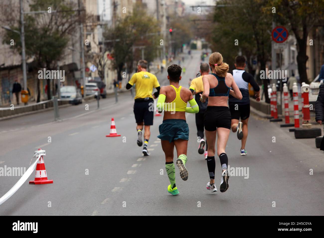 BUCHAREST, ROMANIA - October 31, 2021: Athletes are competing at ...