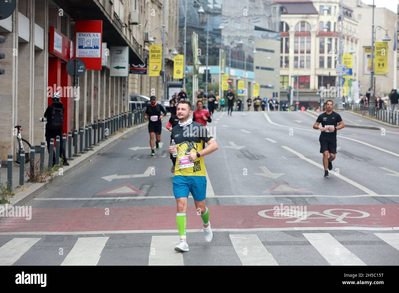 BUCHAREST, ROMANIA - October 31, 2021: Athletes are competing at ...