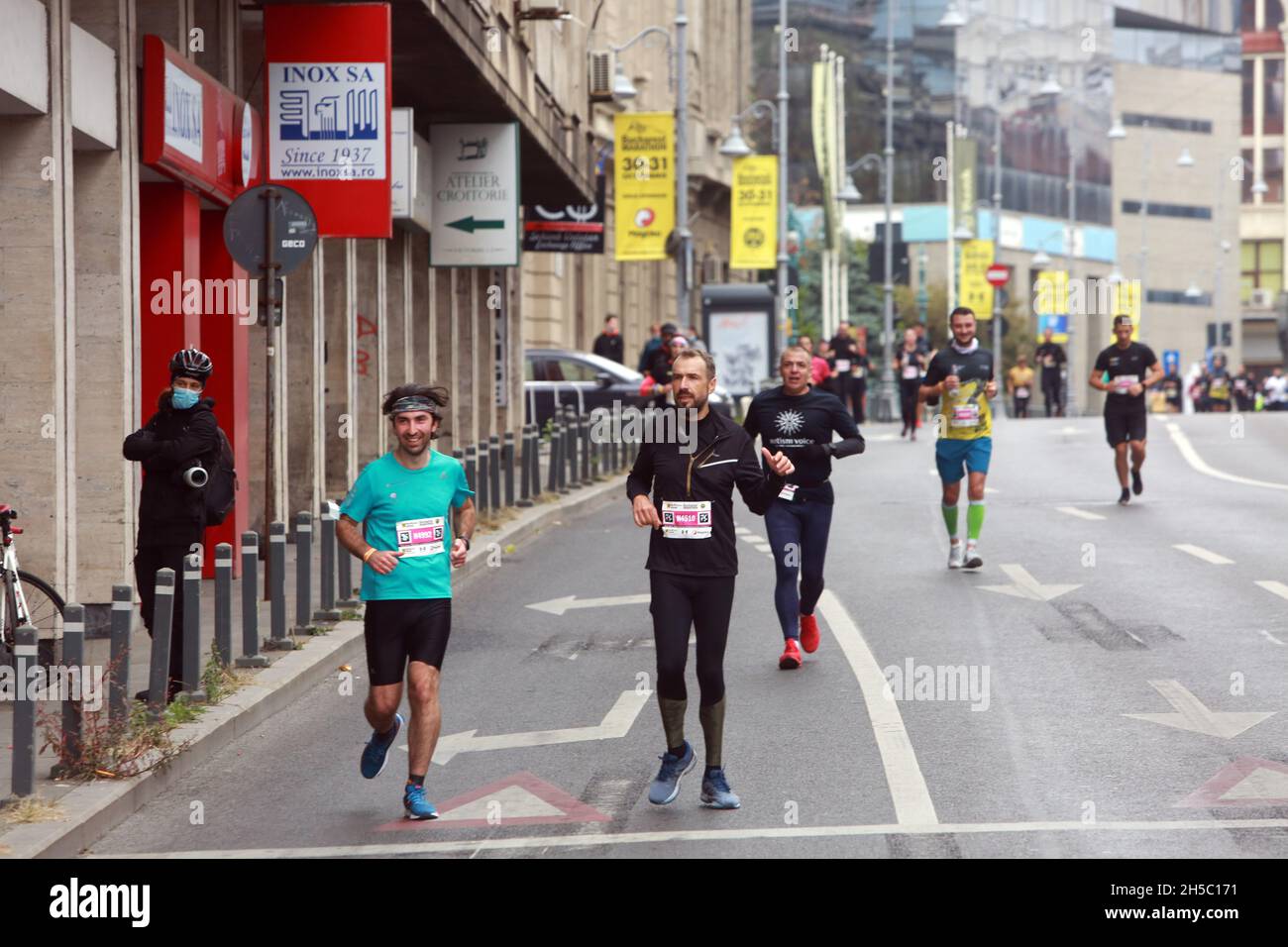 BUCHAREST, ROMANIA - October 31, 2021: Athletes are competing at ...