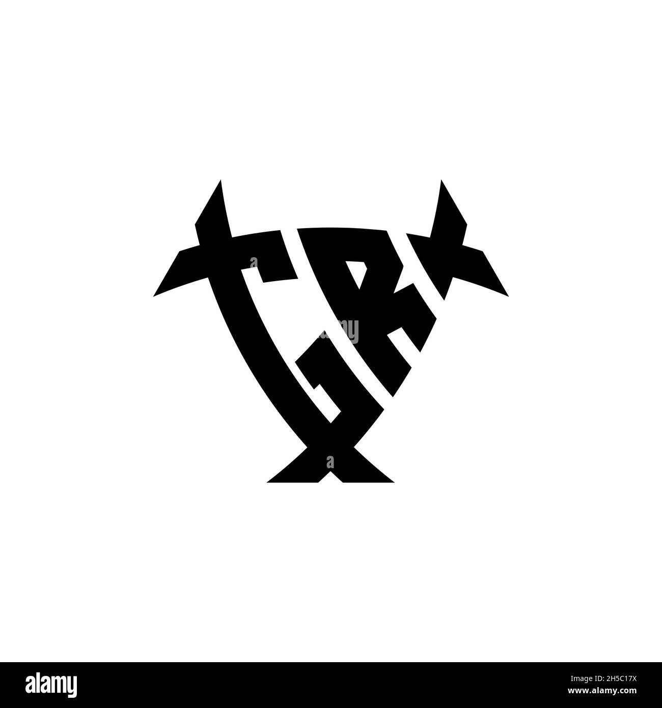 GR Monogram logo letter with triangle shield and circle shape style ...