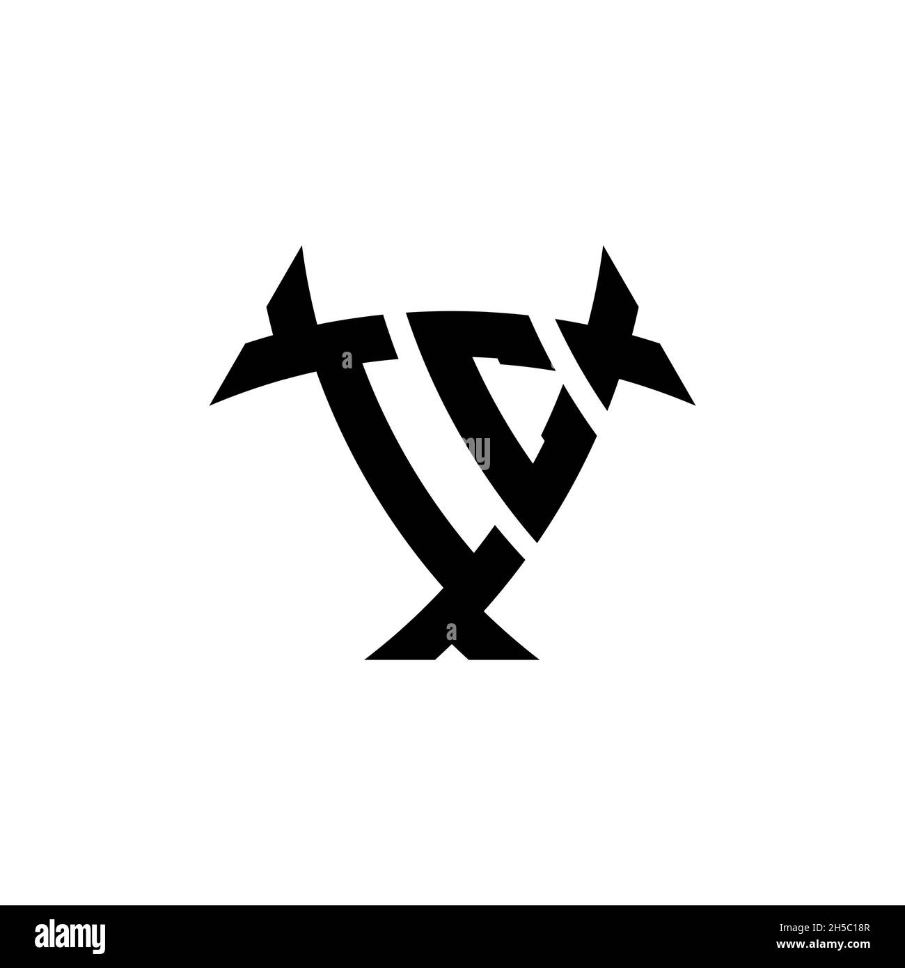 IC Monogram logo letter with triangle shield and circle shape style ...