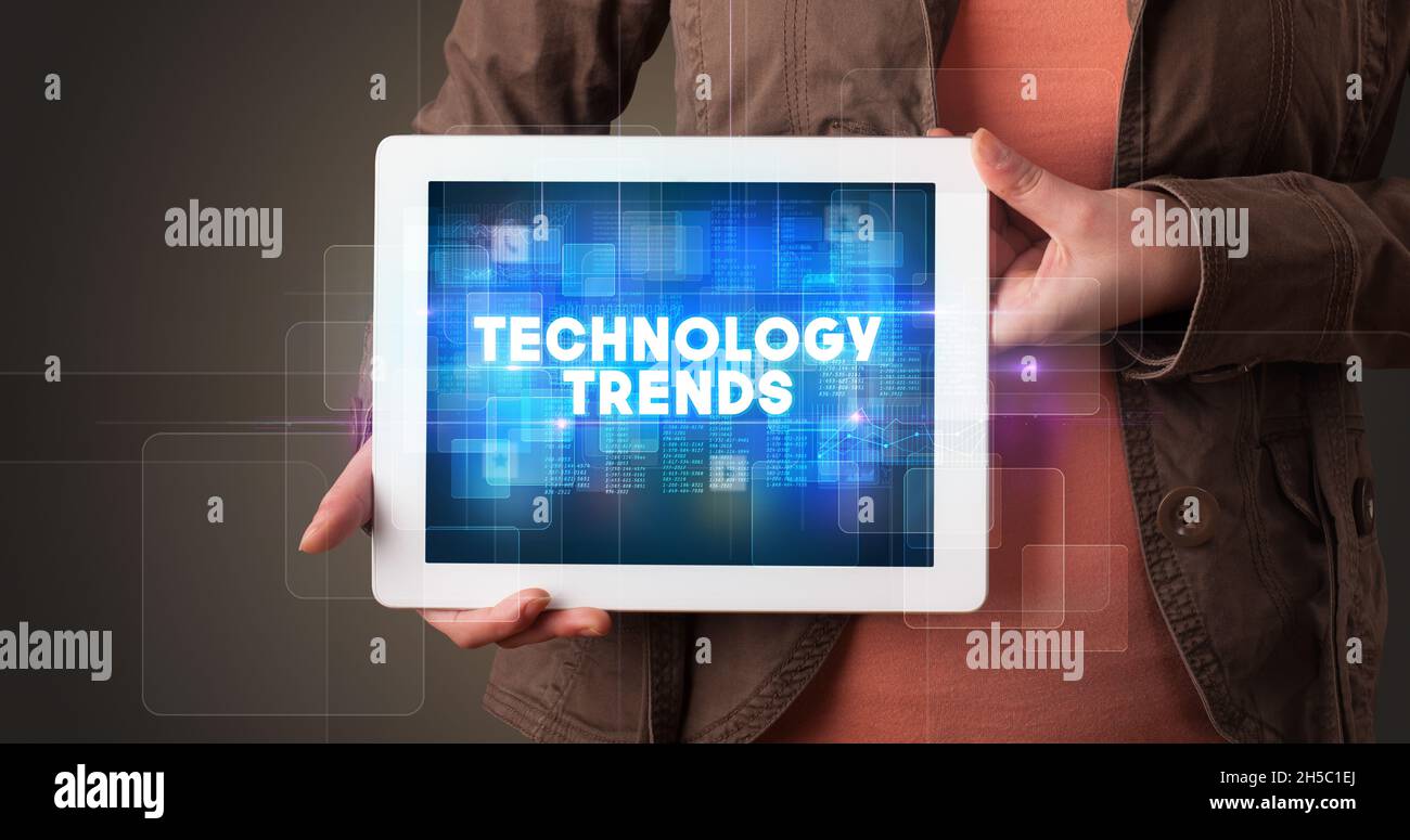 Person holding tablet, technology concept Stock Photo - Alamy