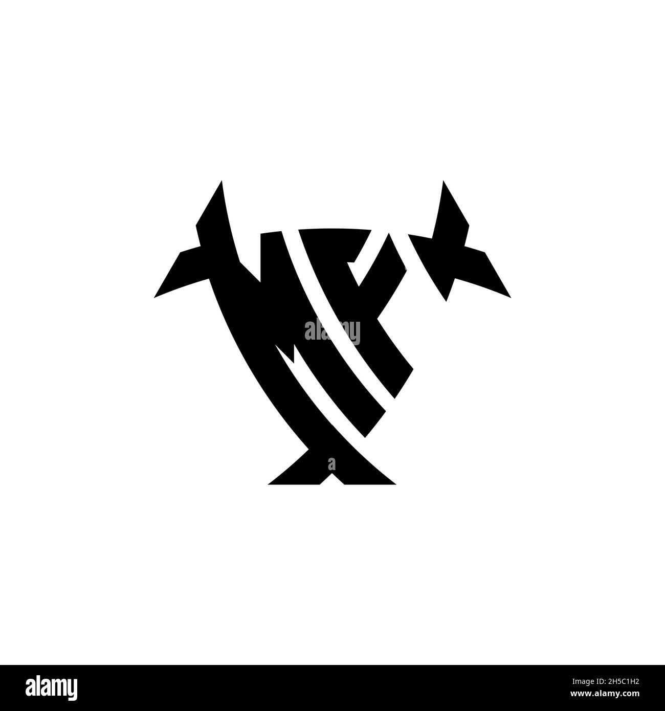 MF Monogram logo letter with triangle shield and circle shape style ...