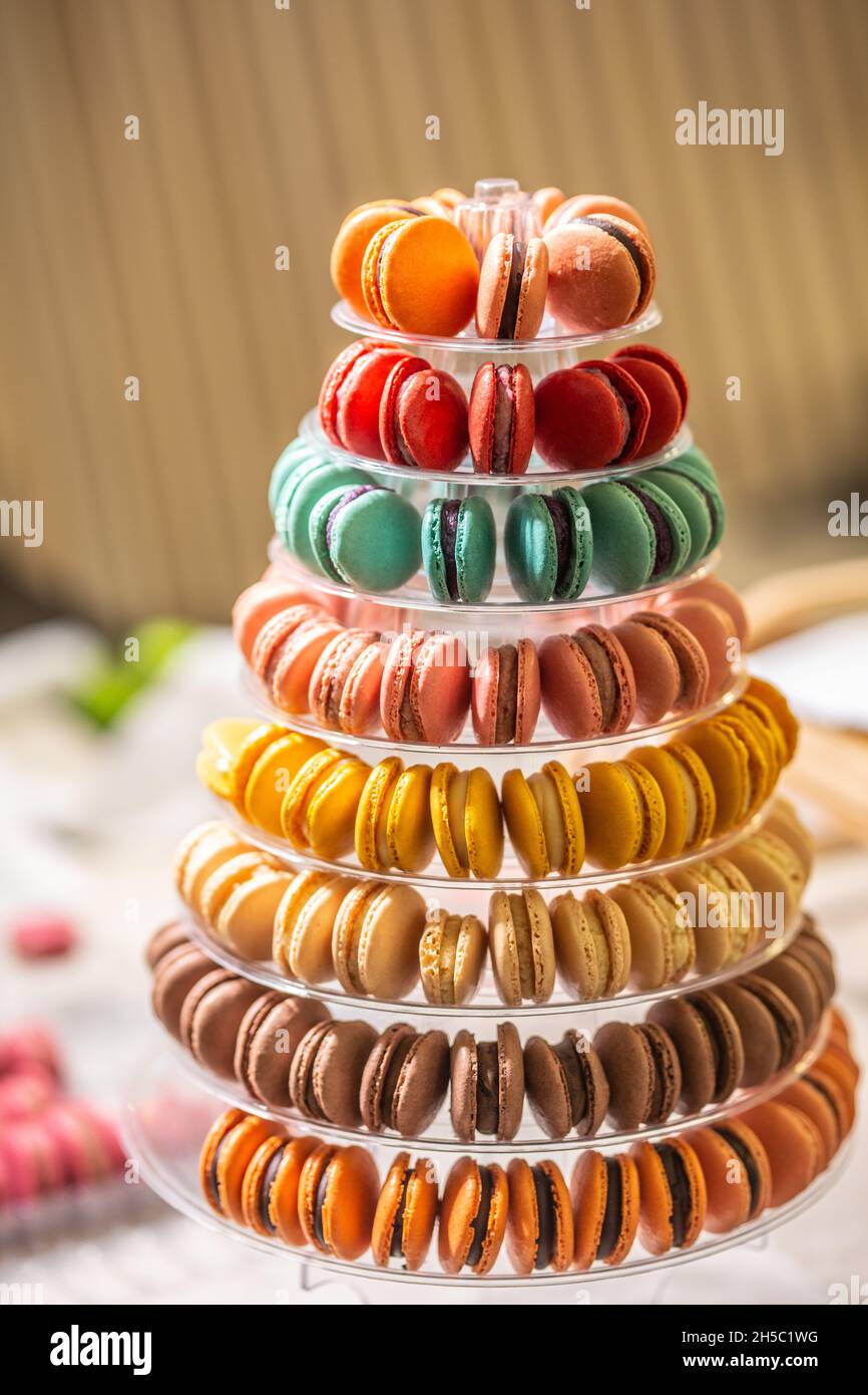 Stack french macaroons party hi-res stock photography and images - Alamy