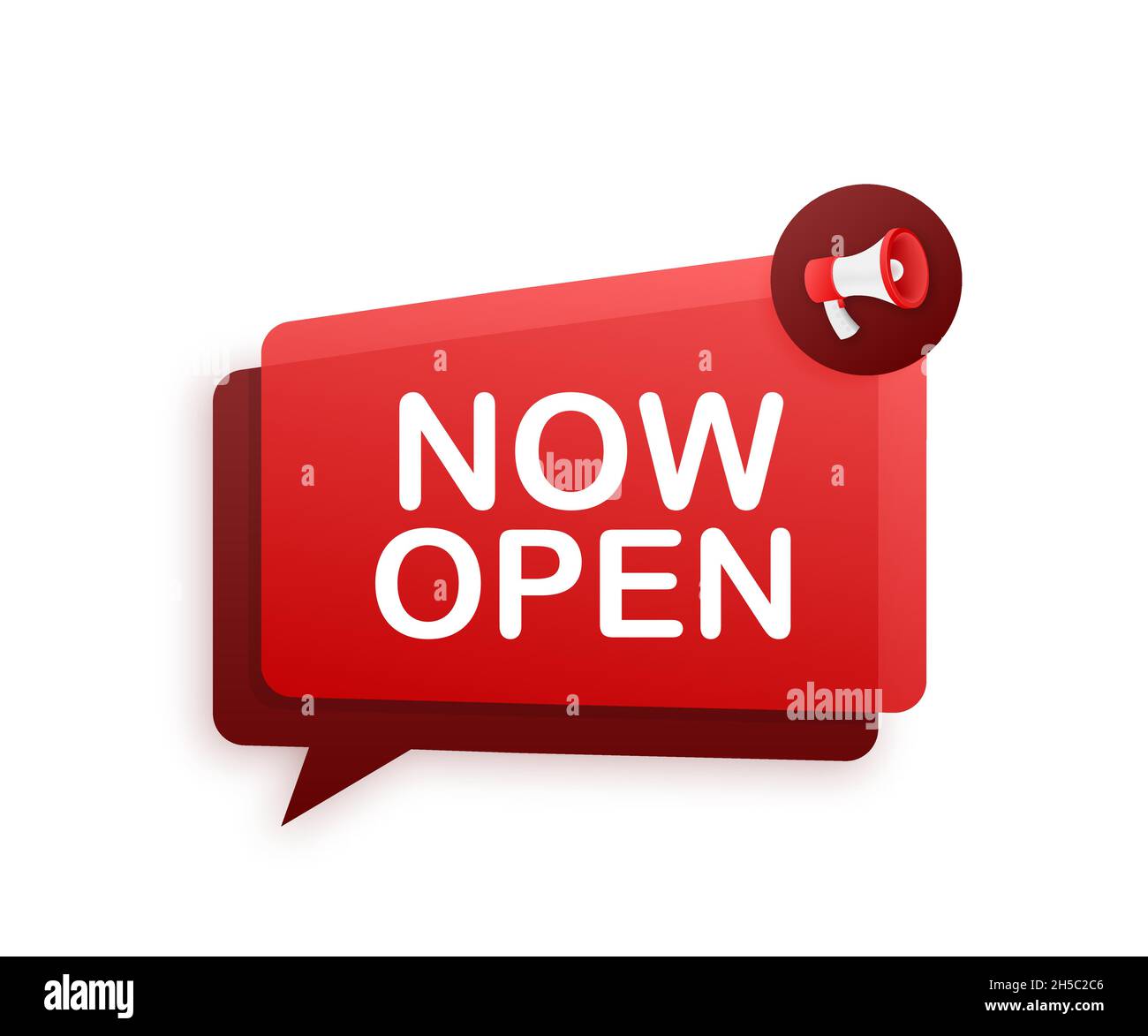 Megaphone with now open. Megaphone banner. Web design. Vector stock ...