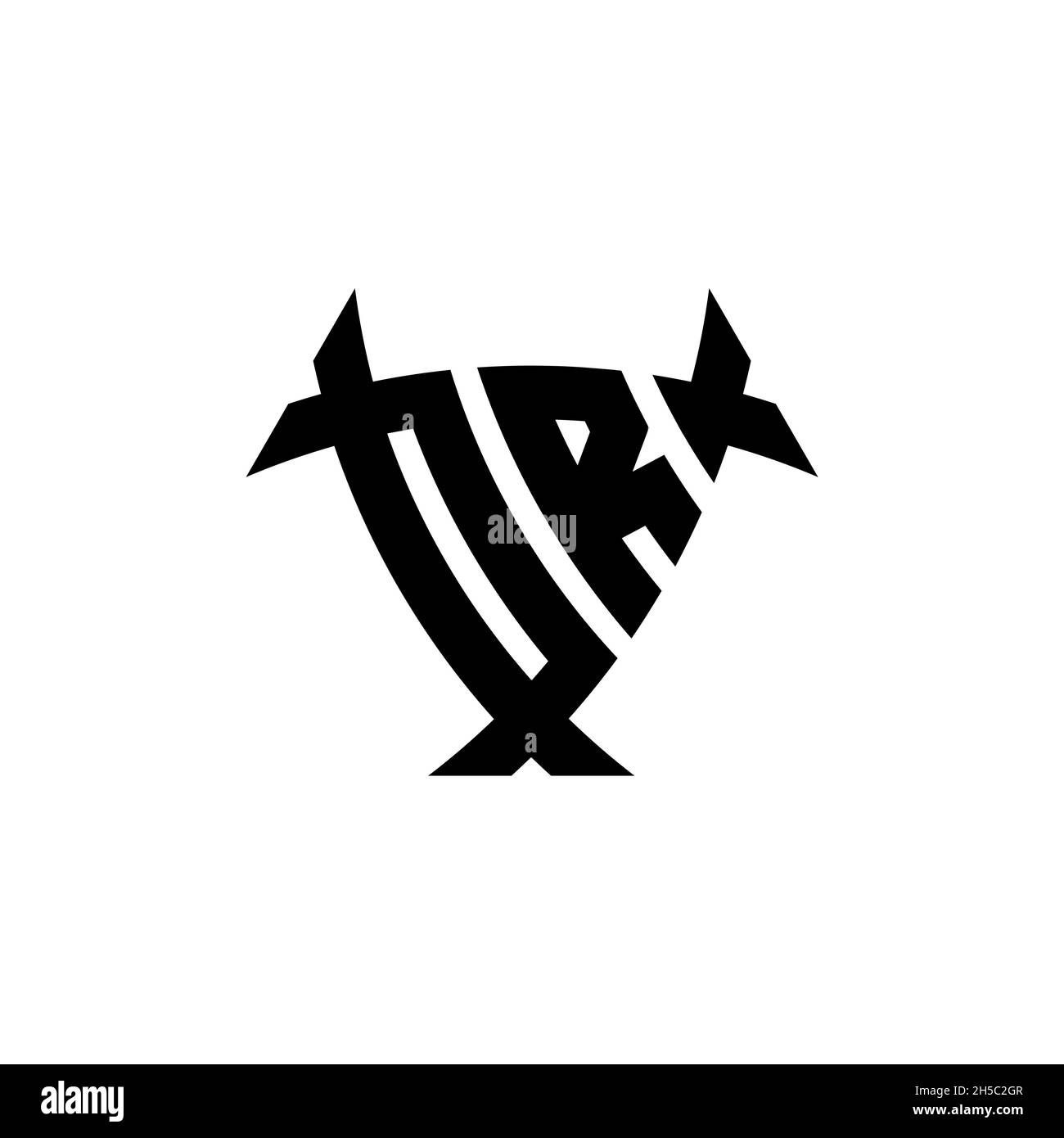 OR Monogram logo letter with triangle shield and circle shape style design on isolated ...