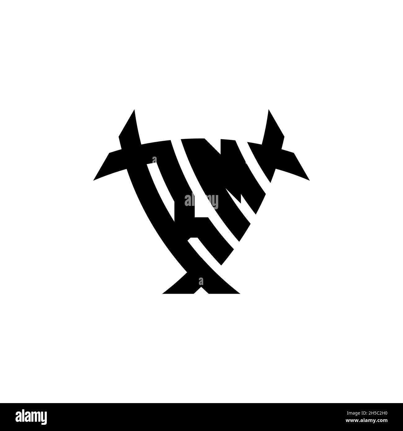 RM Monogram logo letter with triangle shield and circle shape style ...