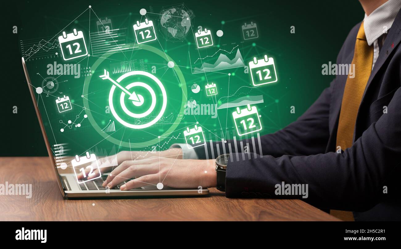 Business hand working on laptop, successful business concept Stock ...