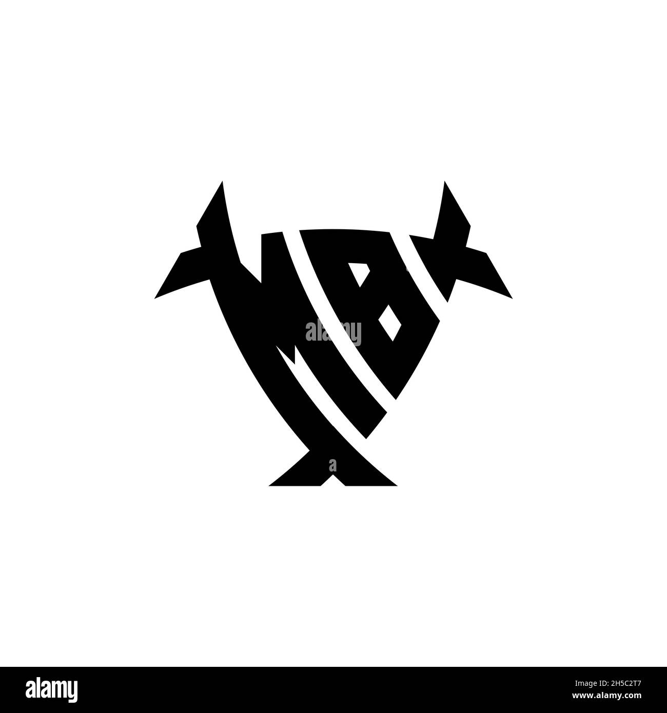 MB Monogram logo letter with triangle shield and circle shape style ...