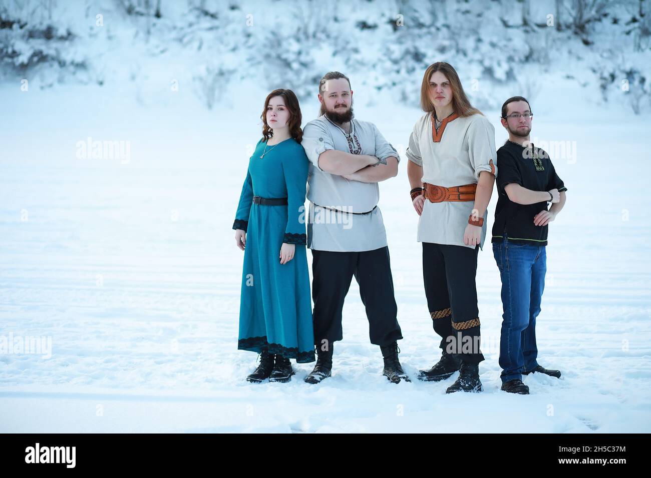 Group of young people in costume. Scandinavian traditional attire Stock ...