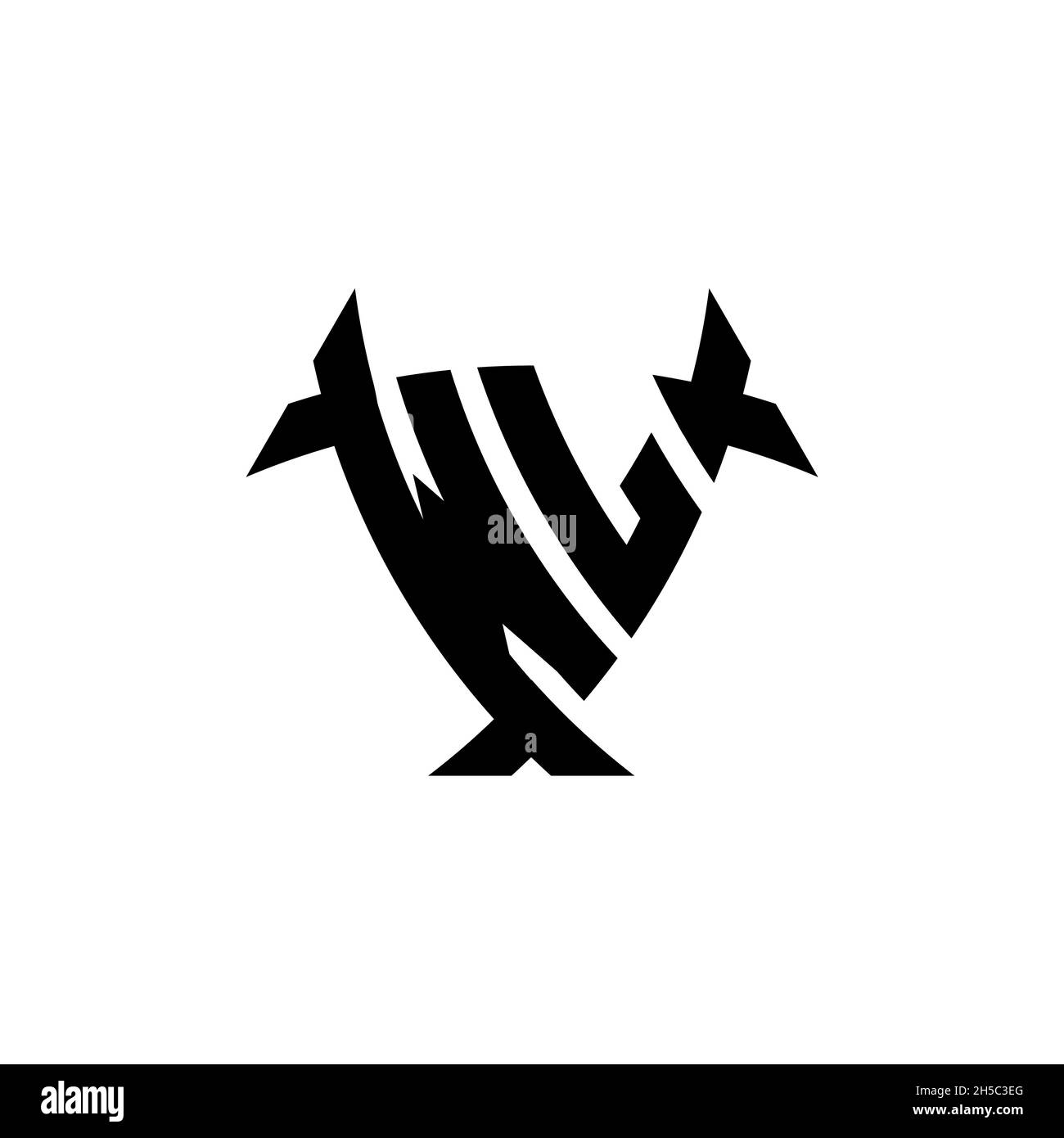 WL Monogram logo letter with triangle shield and circle shape style design on isolated ...