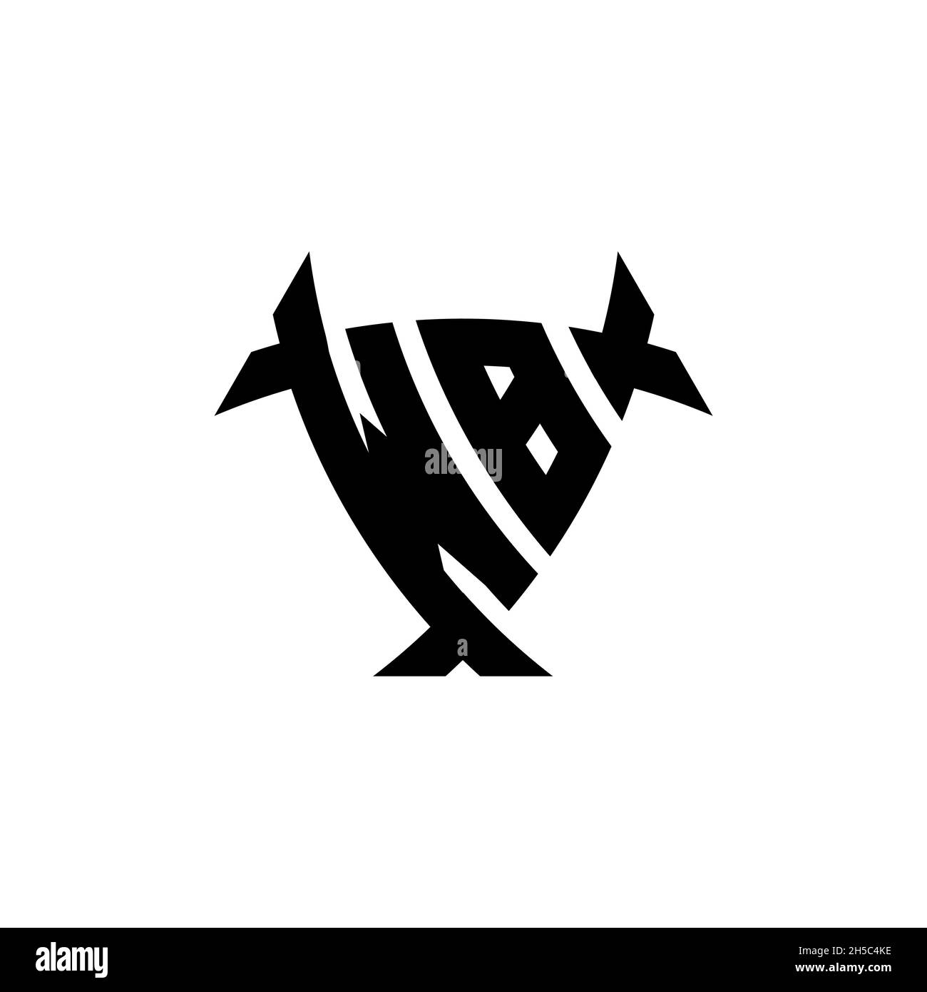 WB Monogram logo letter with triangle shield and circle shape style ...