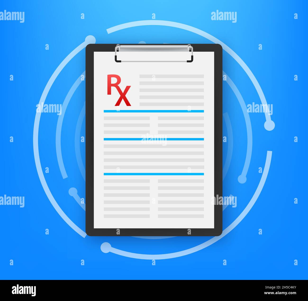 Blank Rx prescription form isolated on white background. Vector stock ...